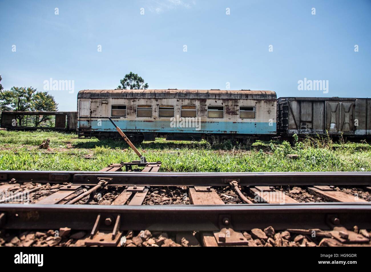 Colonial train station and carriage in Jinja Uganda Stock Photo - Alamy
