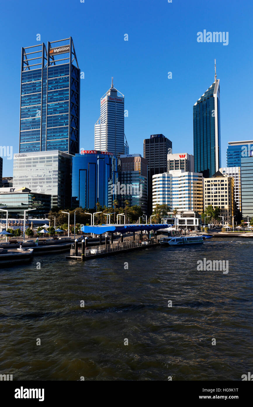 City skyline seen from Elizabeth Quay, Perth, Western Australia Stock ...