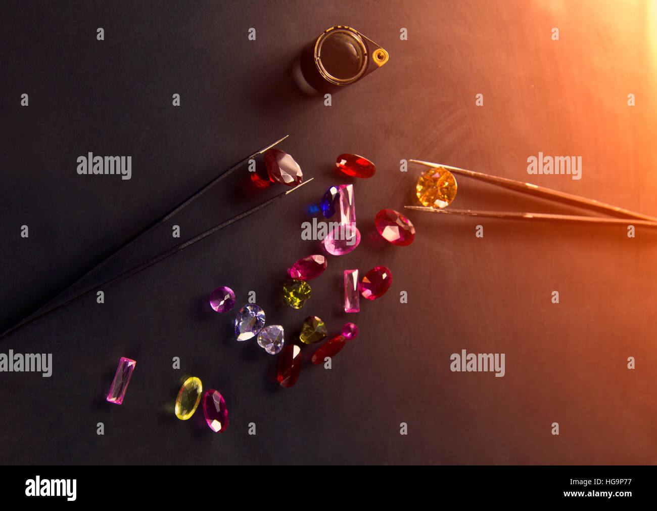 Jewel or gems on black shine color, Studio shot of beautiful gemstones ...