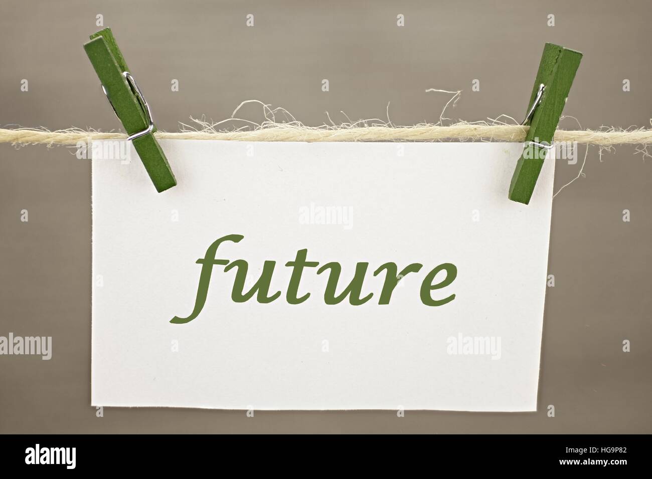 Note clipped on clothesline with the inscription Future Stock Photo - Alamy