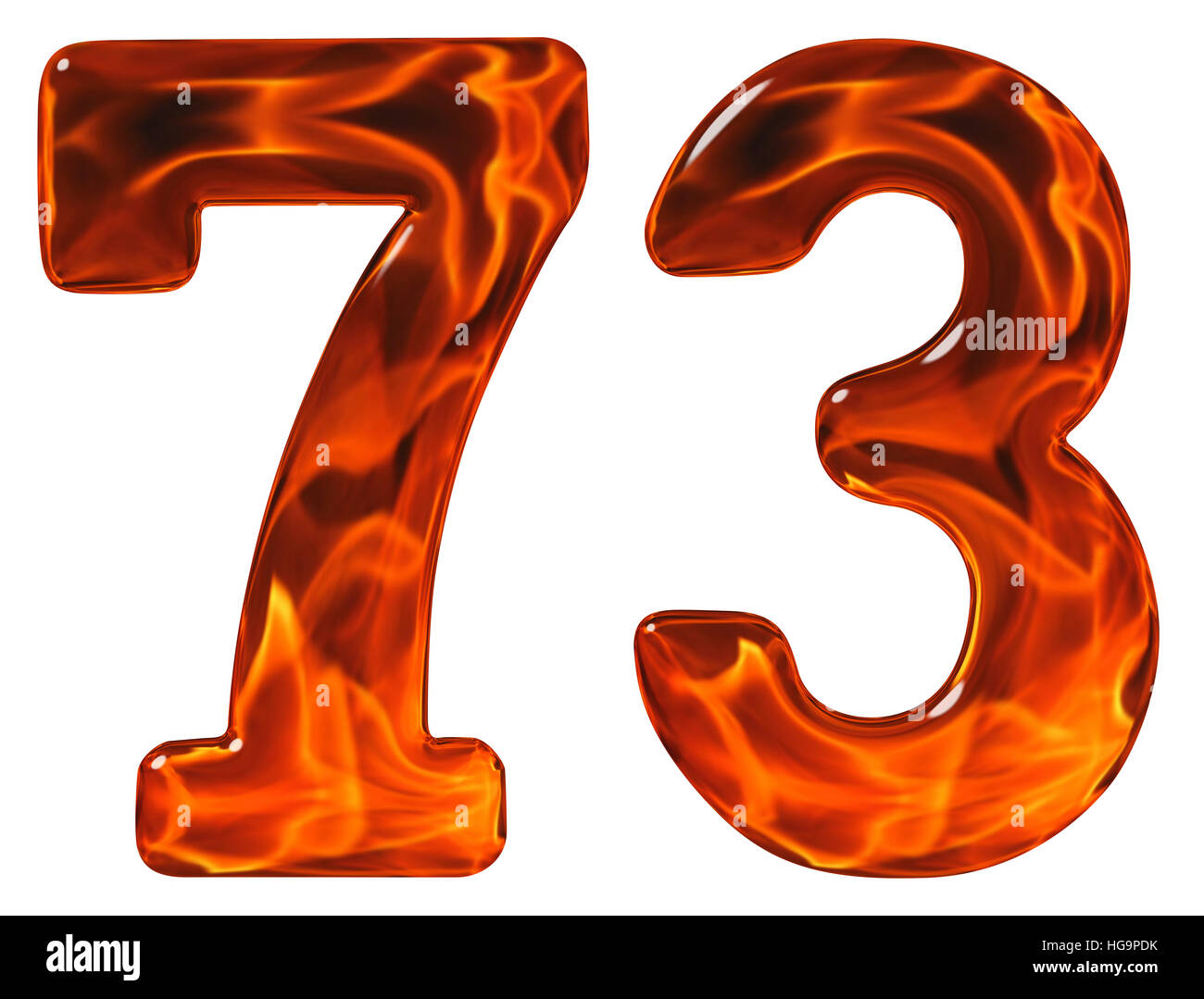 73, seventy three, numeral, imitation glass and a blazing fire ...