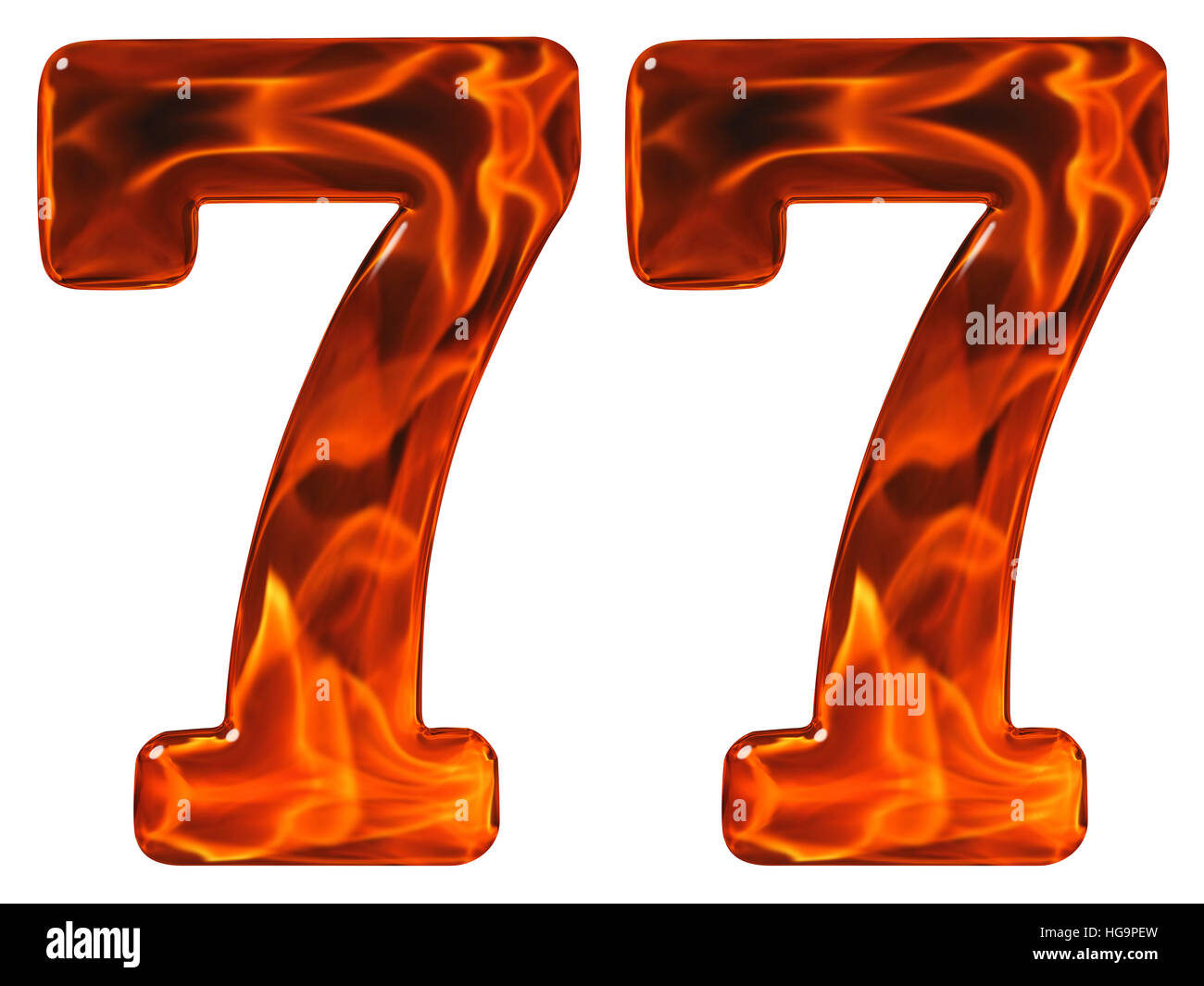 77, seventy seven, numeral, imitation glass and a blazing fire ...