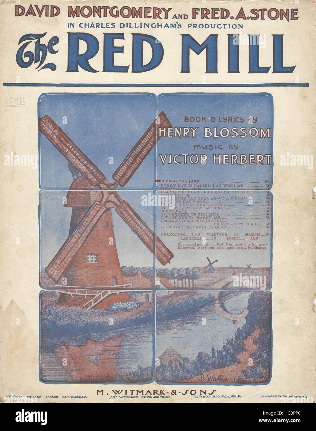 "The Red Mill" 1906 Musical Sheet Music Cover Stock Photo - Alamy