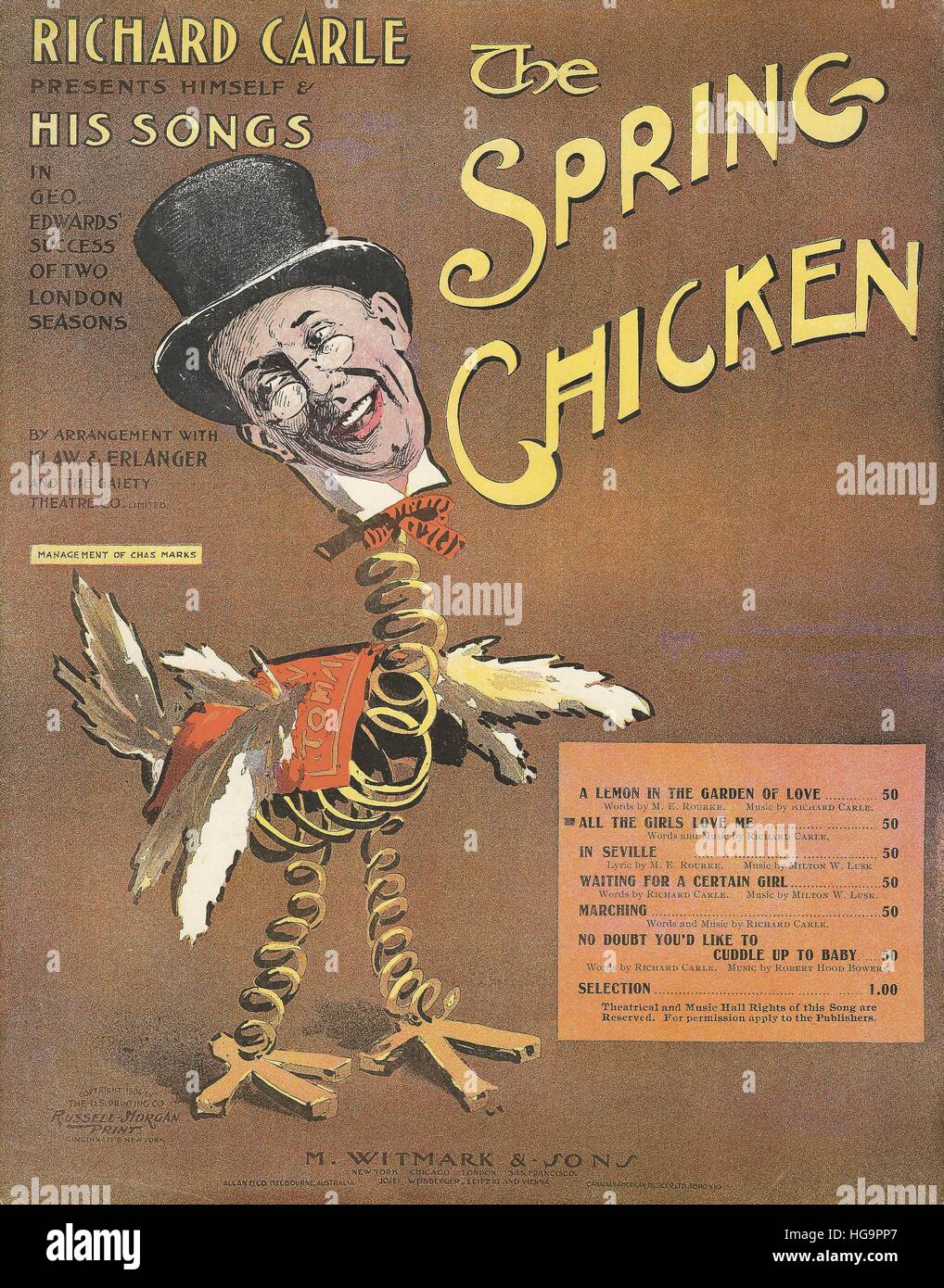 "The Spring Chicken" 1906 Musical Sheet Music Cover Stock Photo - Alamy