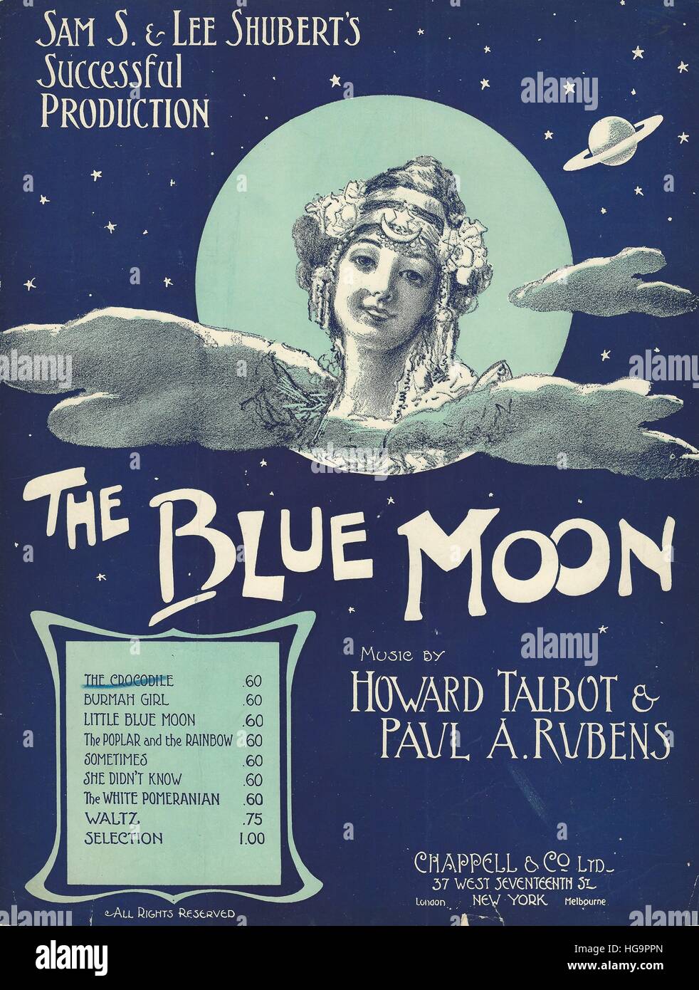"The Blue Moon" 1906 Musical Sheet Music Cover Stock Photo - Alamy