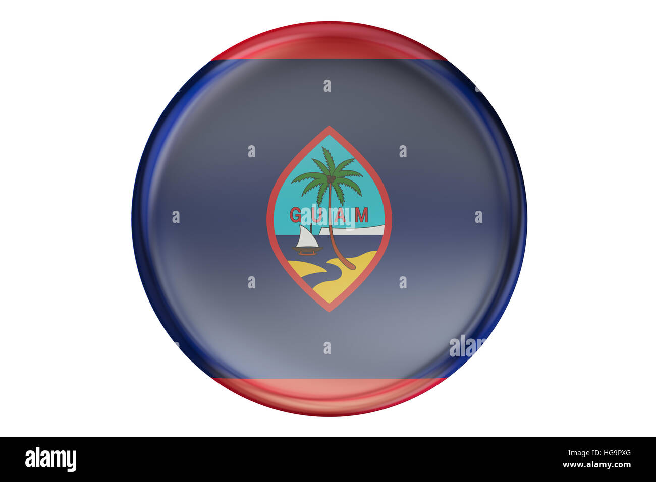 Badge with flag of Guam, 3D rendering isolated on white background ...