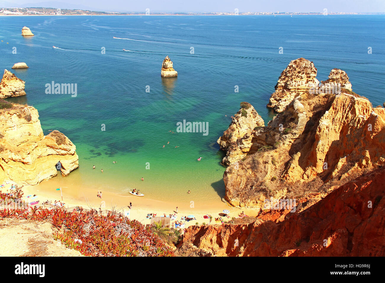 Camilo beach (Praia do Camilo) in Lagos, Algarve, Portugal Stock Photo ...
