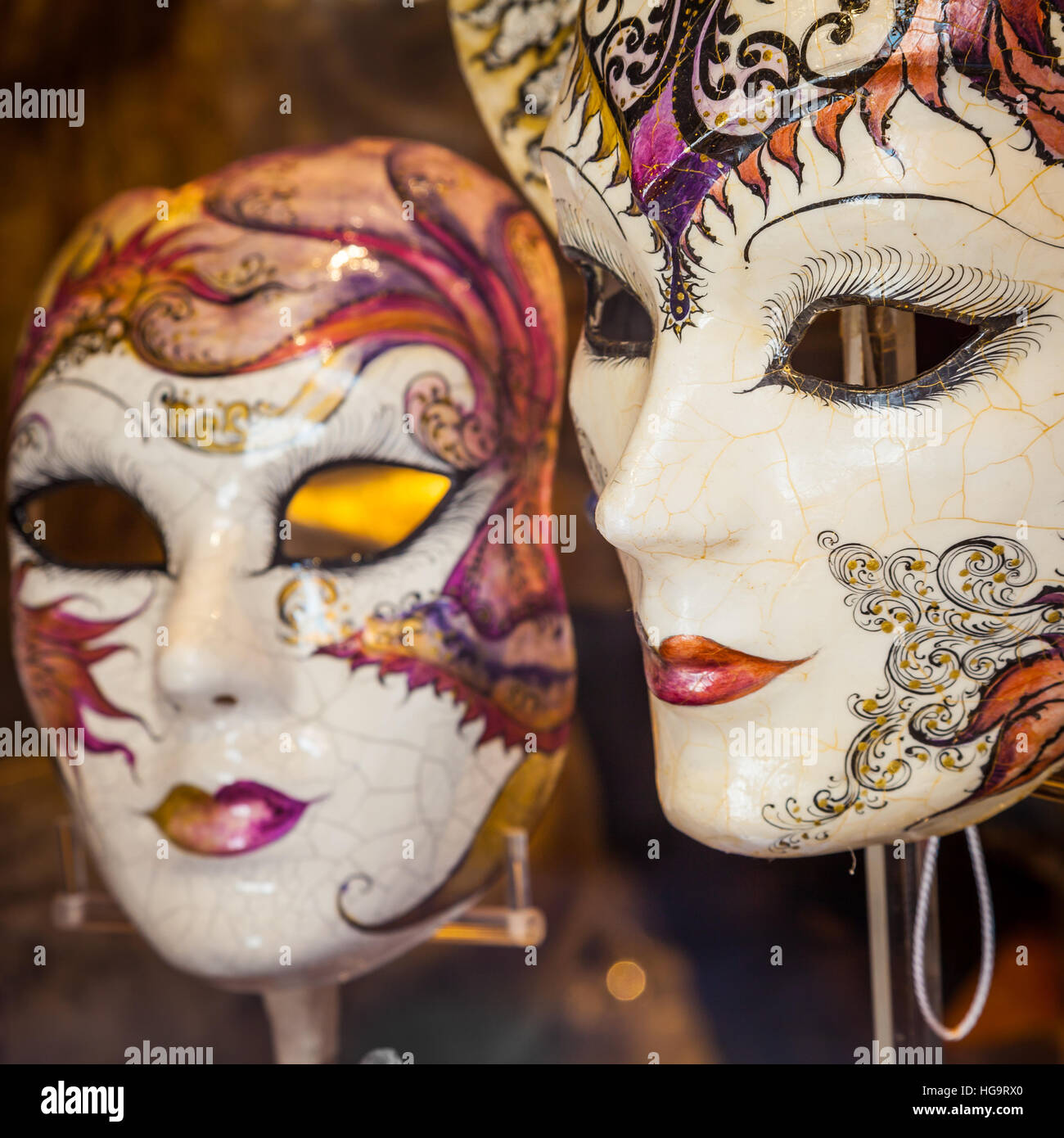 Venice, Italy. Detail of an original and traditional venetian mask ...