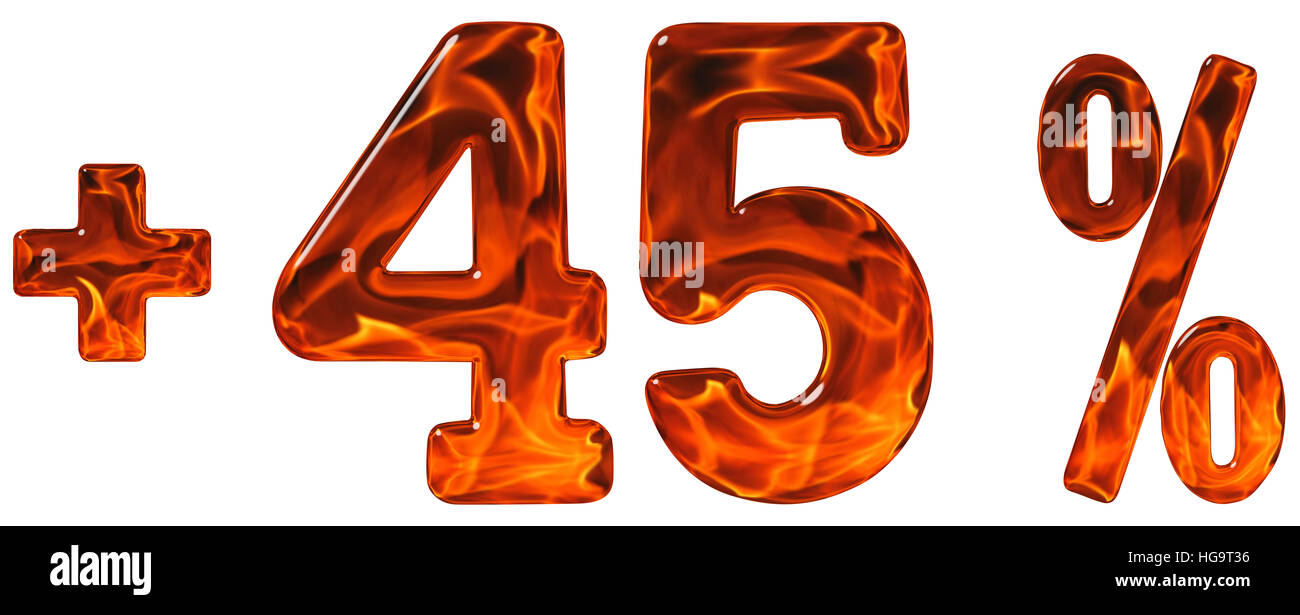 Percent benefits, plus 45, forty five percent, numerals isolated on ...
