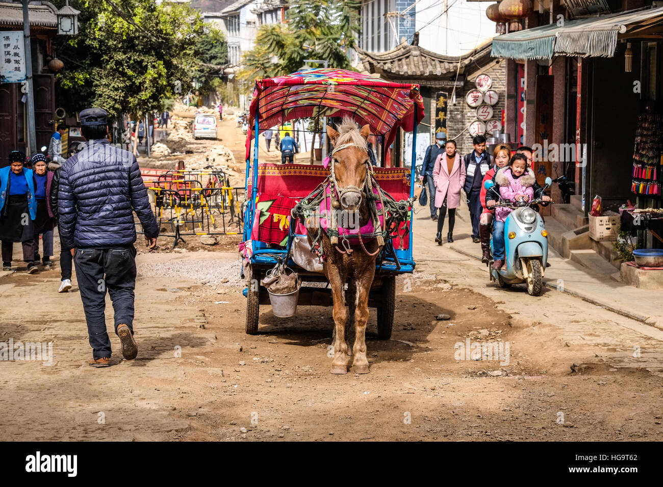 A decorated horse wagon in a Chinese village Stock Photo - Alamy