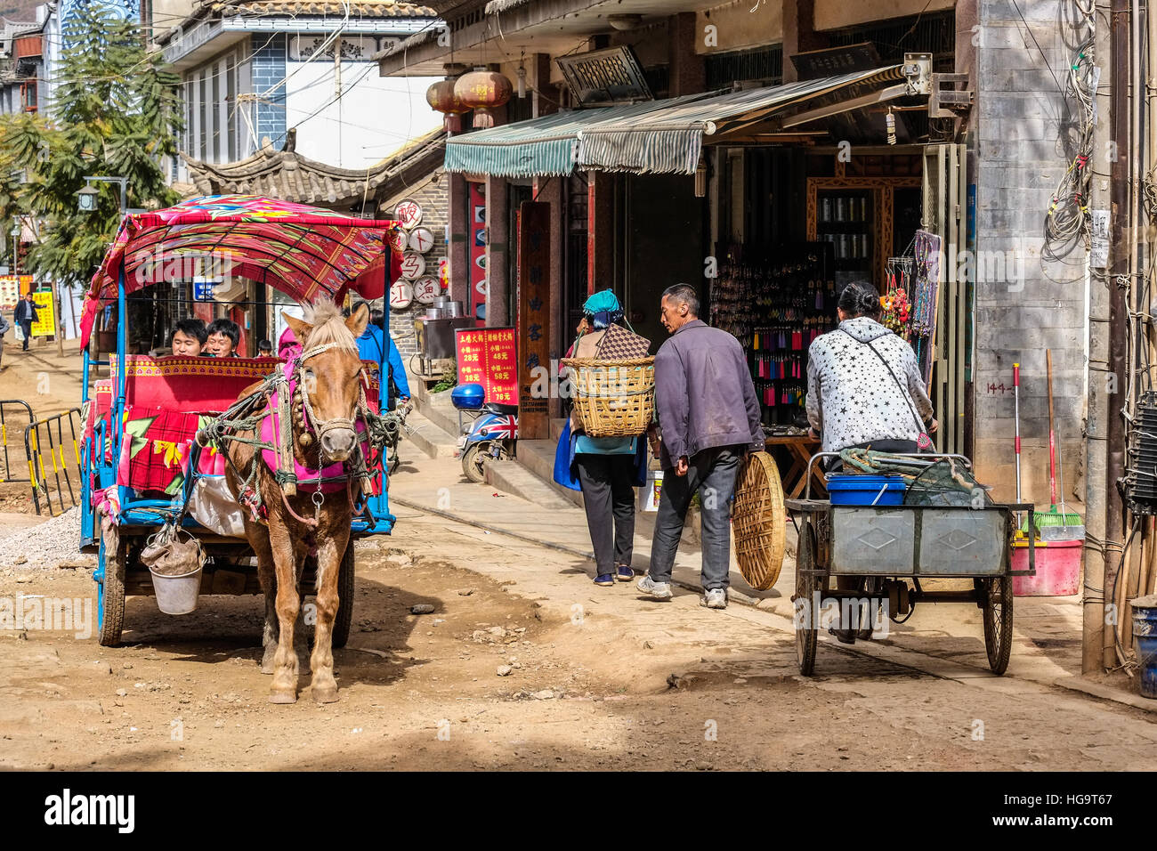 A decorated horse wagon in a Chinese village Stock Photo - Alamy