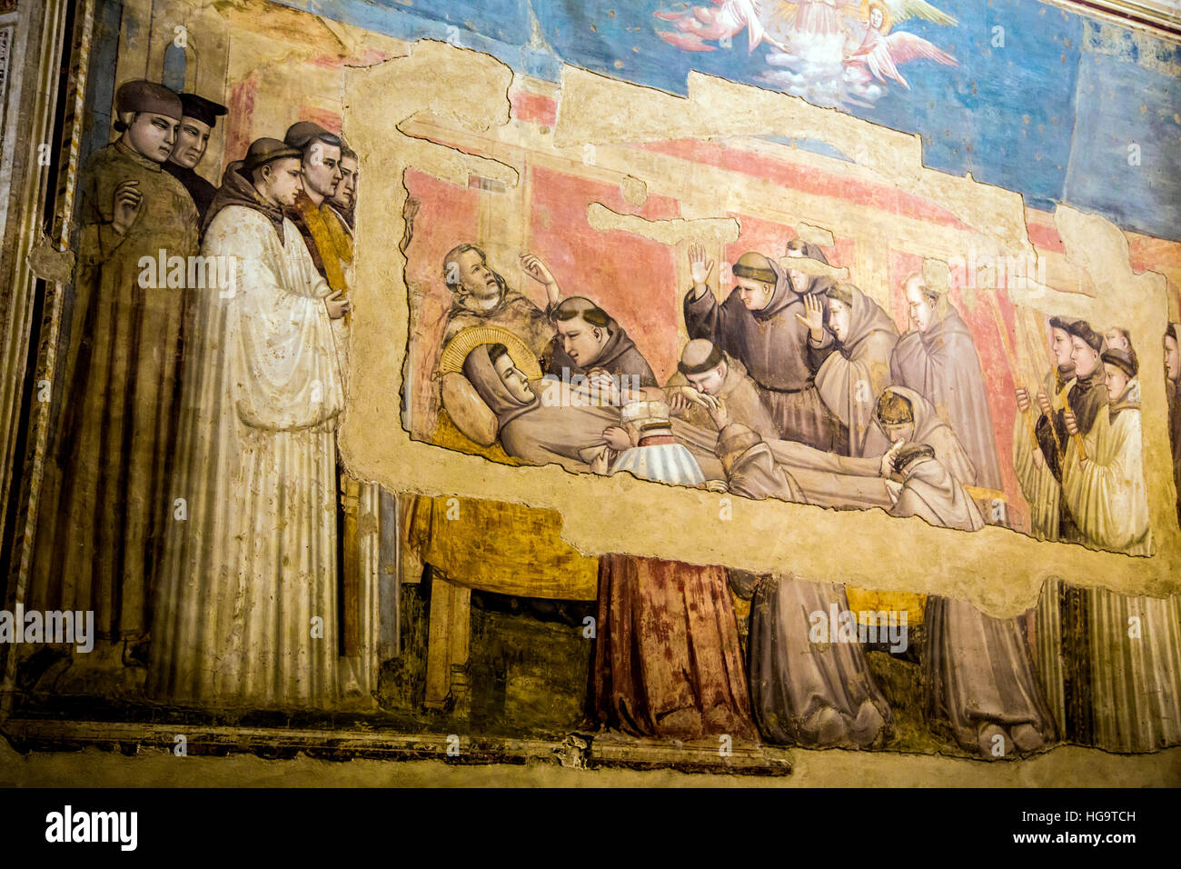 Death of St. Francis fresco by Giotto in the Bardi Chapel in Basilica ...