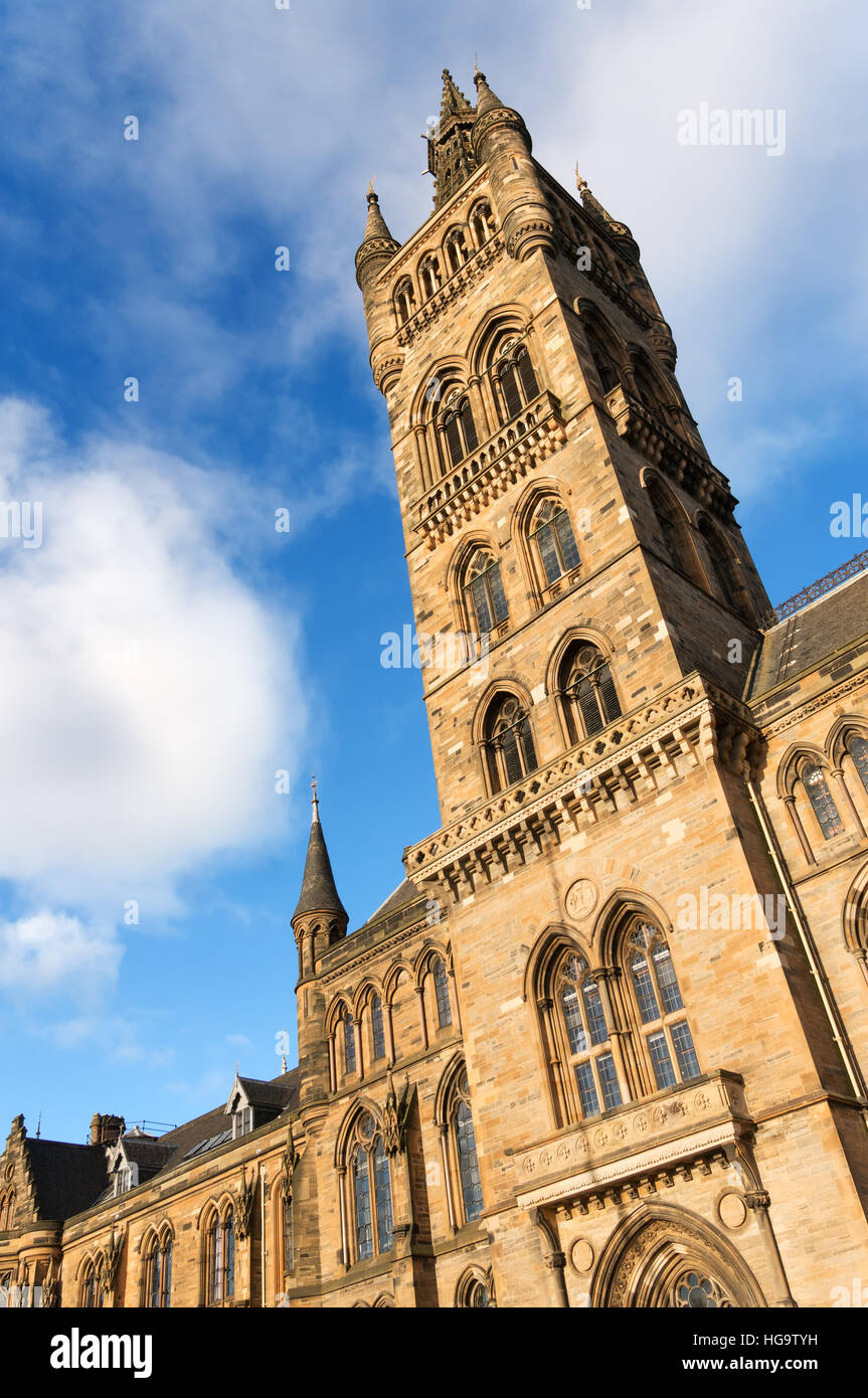 The tower of the Gilbert Scott building, the University of Glasgow ...