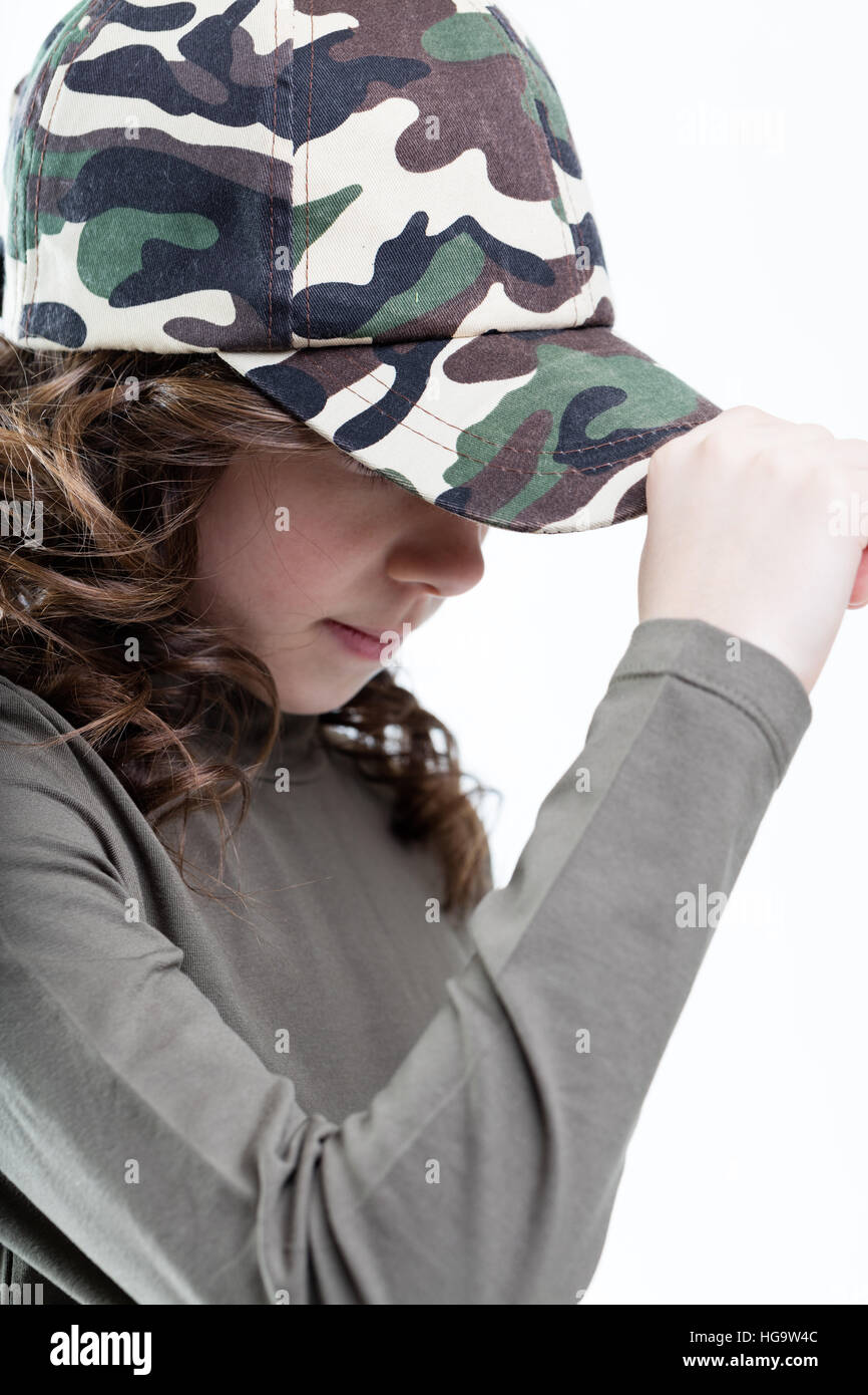 Girls Hiding Face Wearing Cap