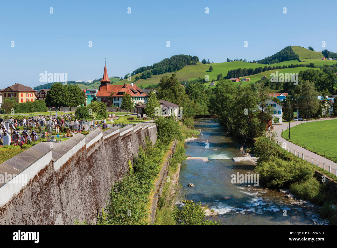Appenzell, Appenzell Innerrhoden Canton, Switzerland. The Sitter River ...