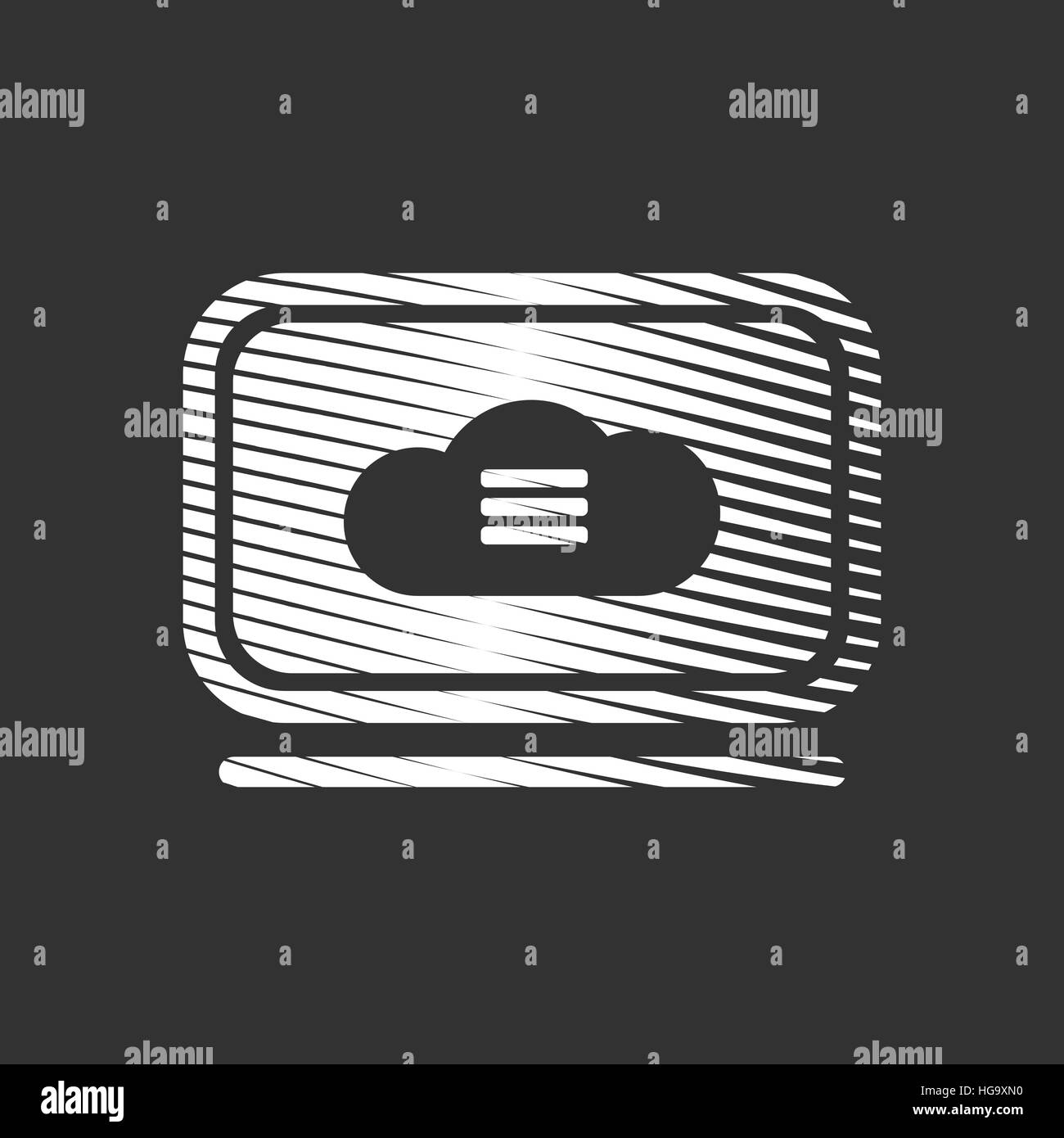 Engraved Cloud Storage Service Icon on black background Stock Vector ...