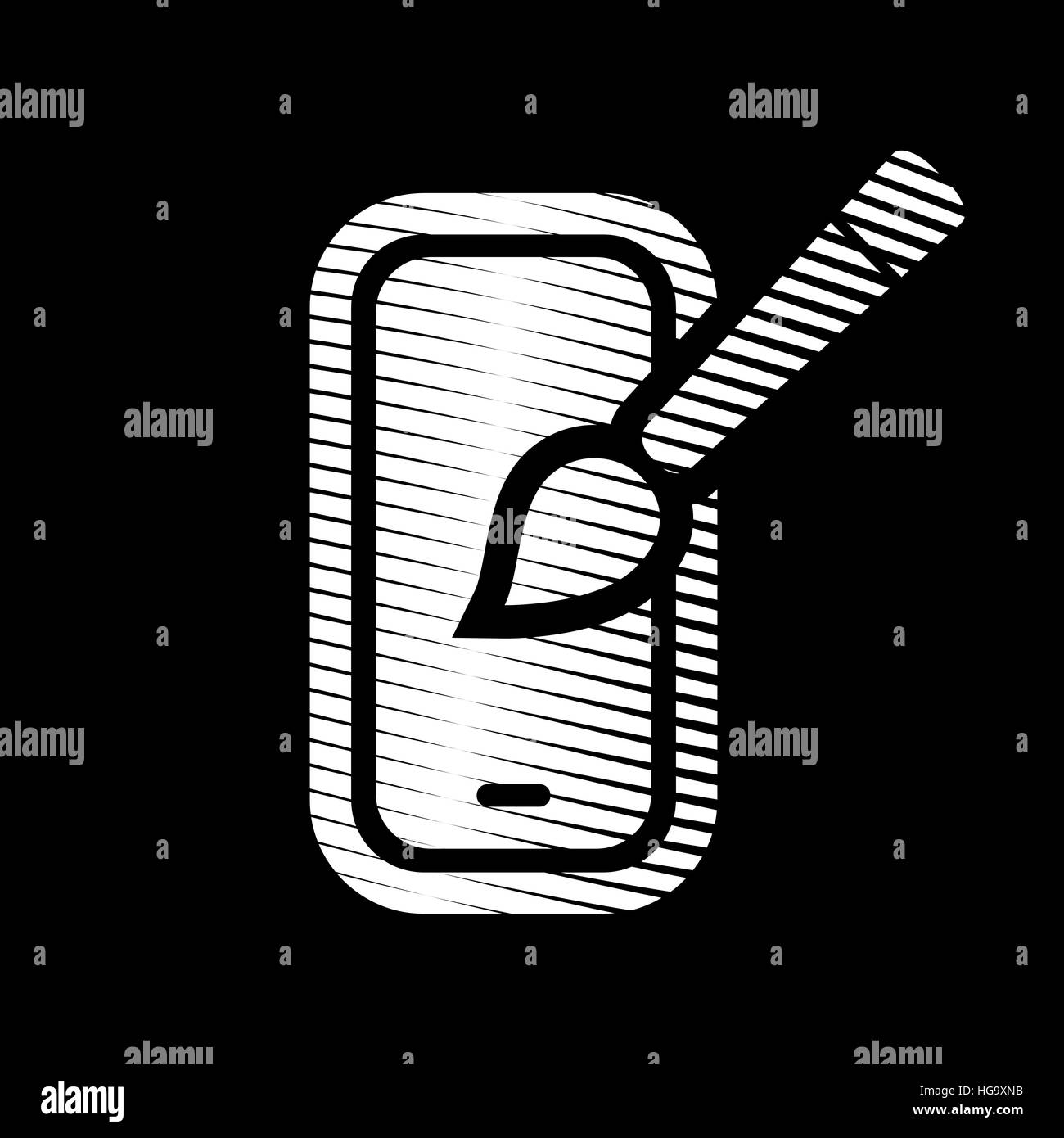 Engraved Software or Graphic Design Flat Icon on black background Stock ...