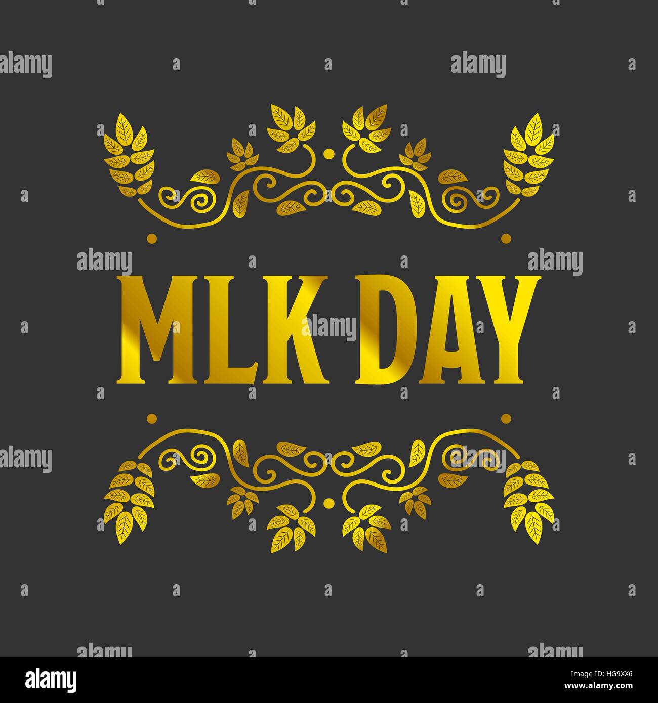 Martin Luther King Day sign with golden texture on black Stock Vector ...
