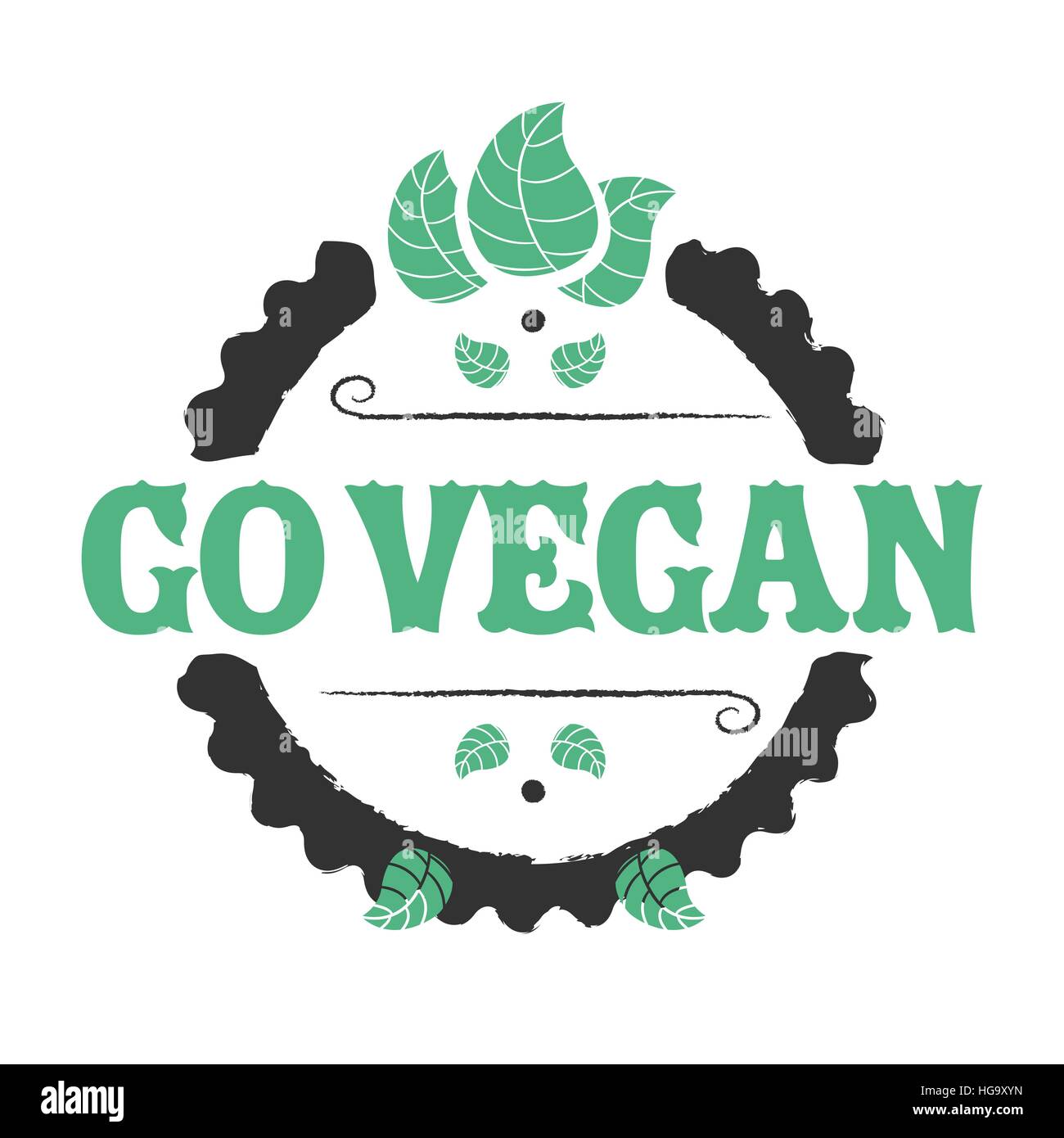 Go vegan icon with leafs on white background Stock Vector Image & Art ...