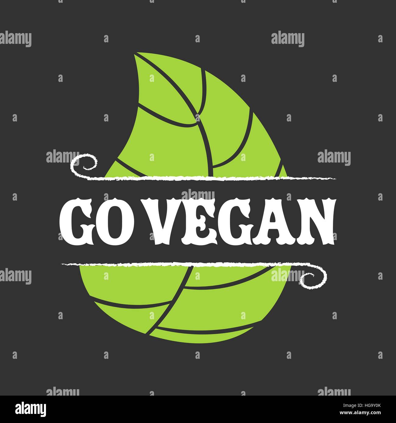 Go vegan icon with leafs on black background Stock Vector Image & Art ...