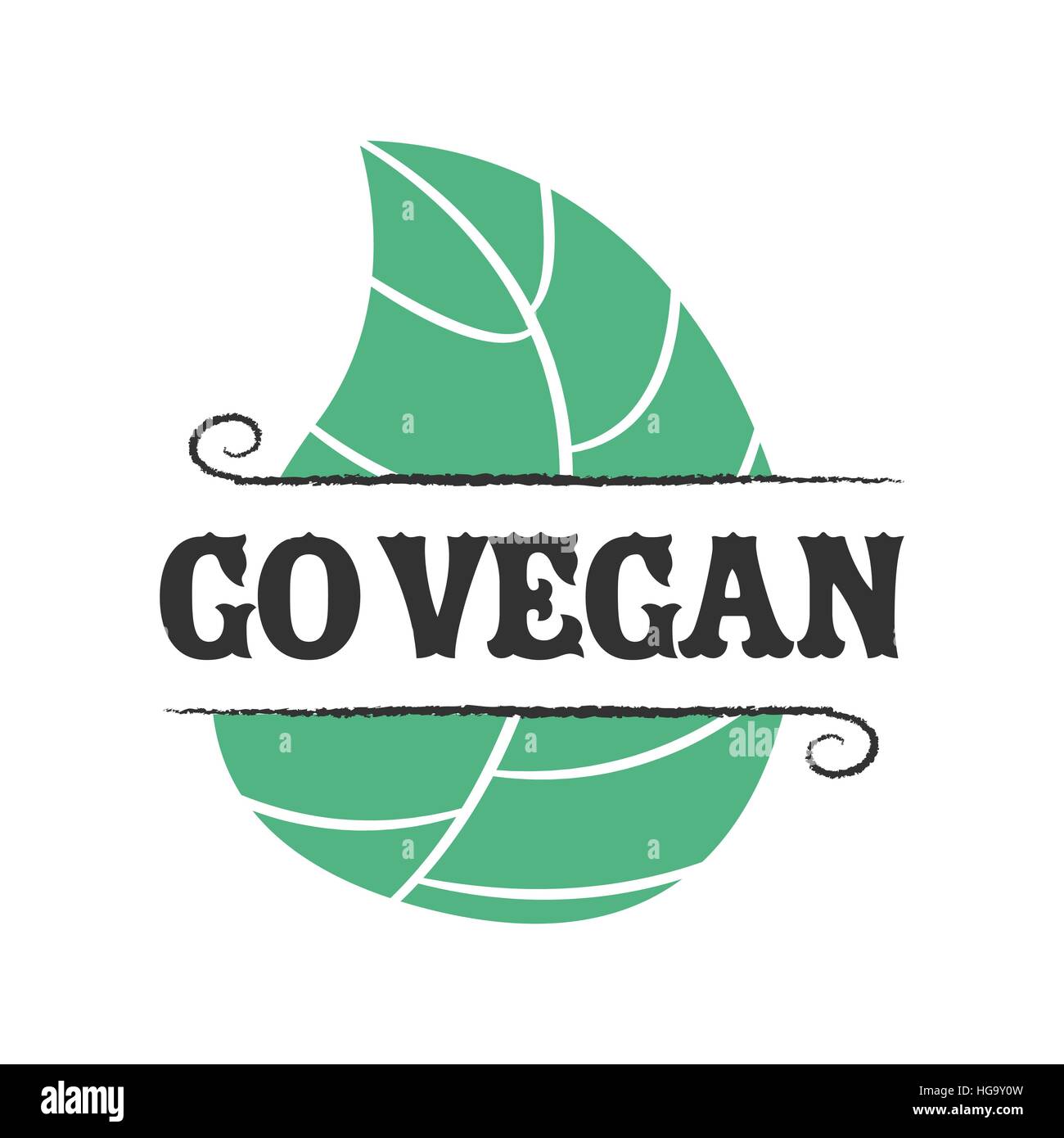 Go vegan icon with leafs on white background Stock Vector Image & Art ...