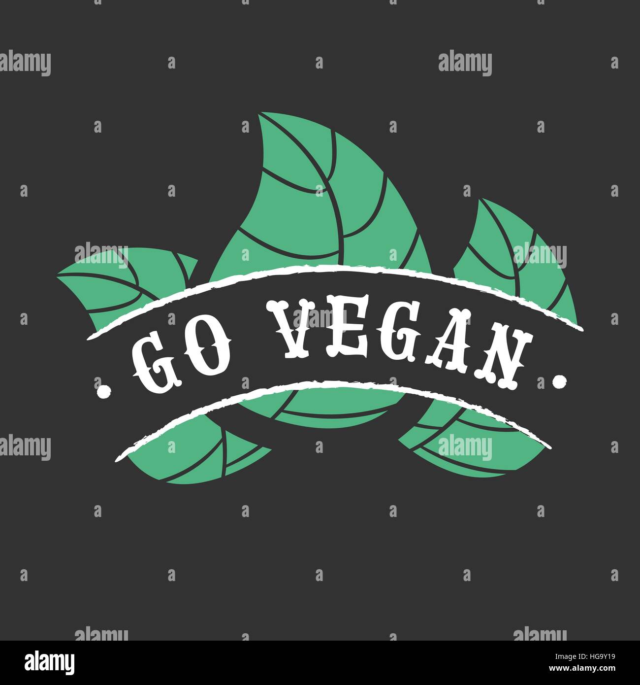 Go vegan icon with leafs on black background Stock Vector Image & Art ...
