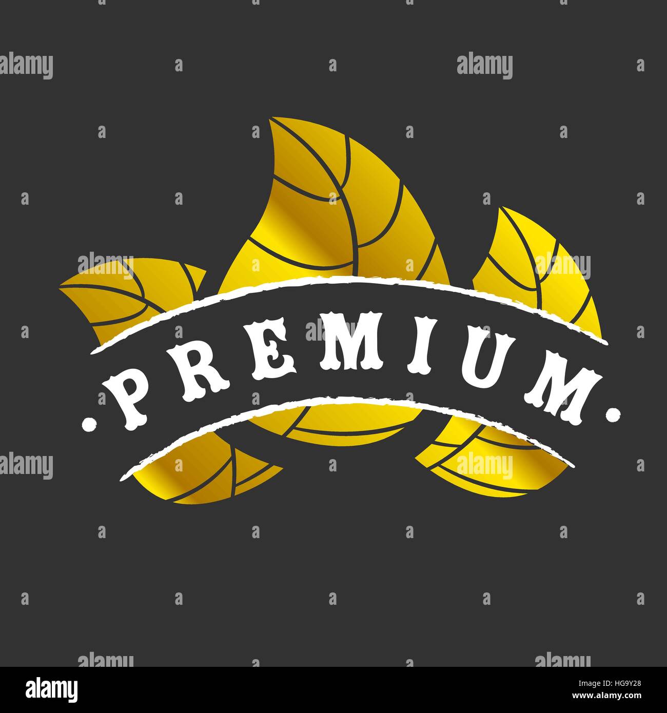 Golden premium logotype with leaves on black background Stock Vector ...