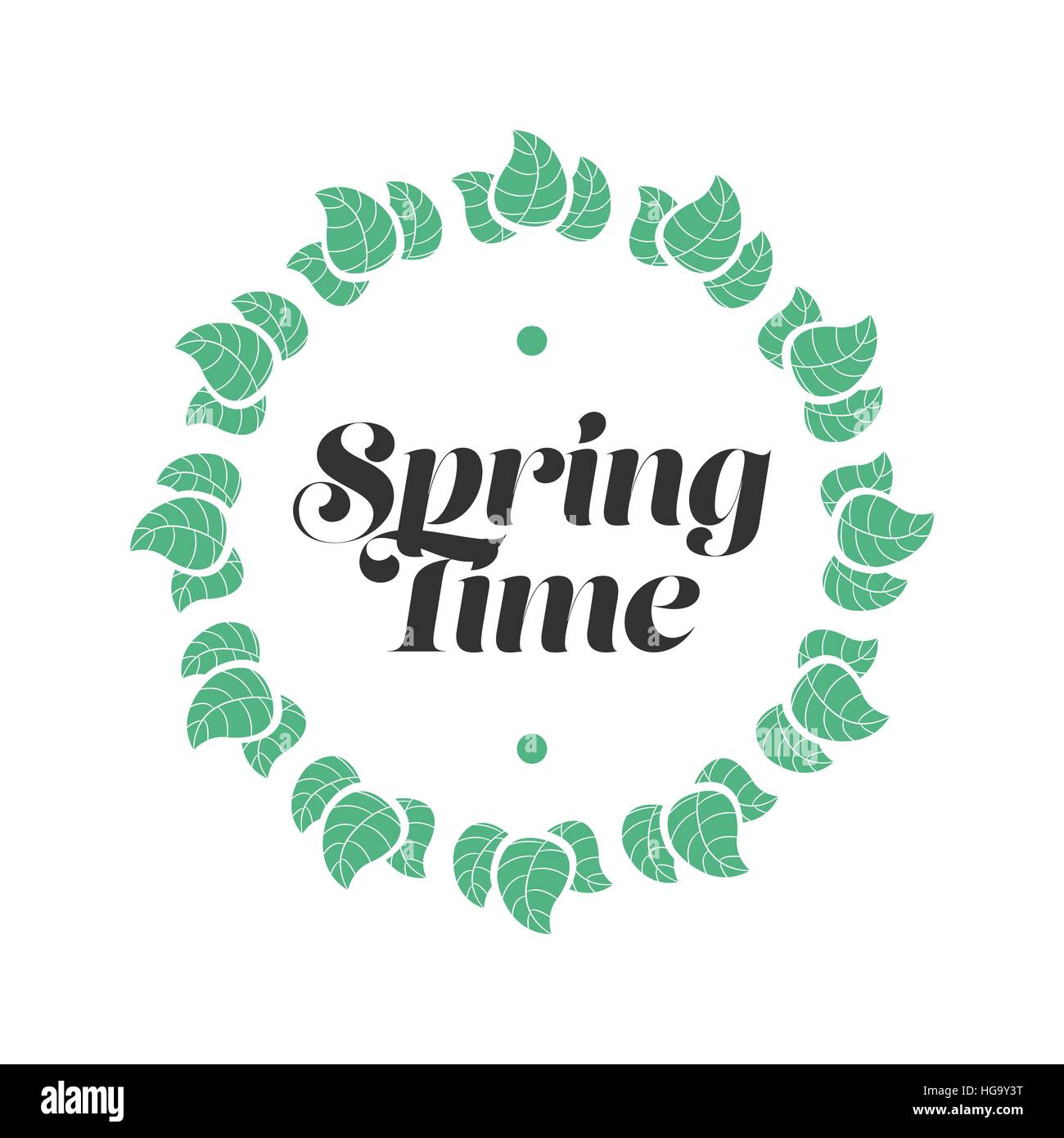 Spring time badge with leaves on white background Stock Vector Image ...