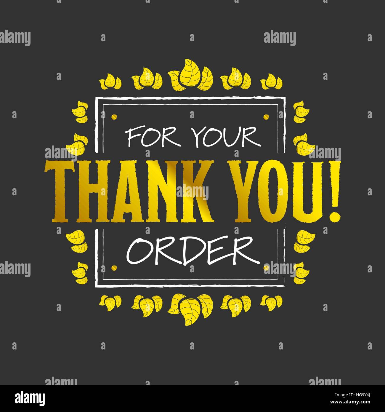Golden Thank you badge with leaves on black background Stock Vector ...