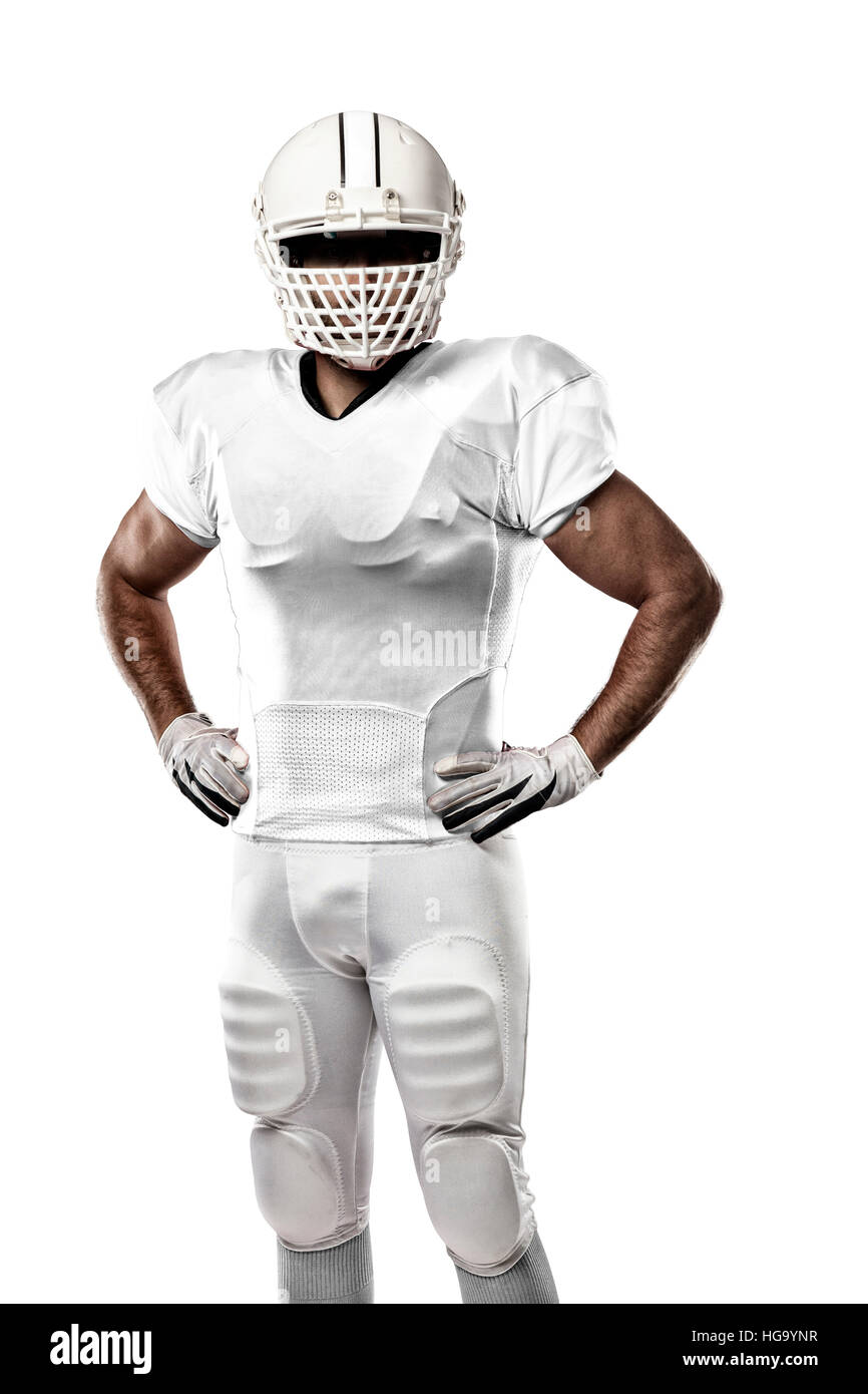 Football Player with a white uniform on a white background Stock Photo ...