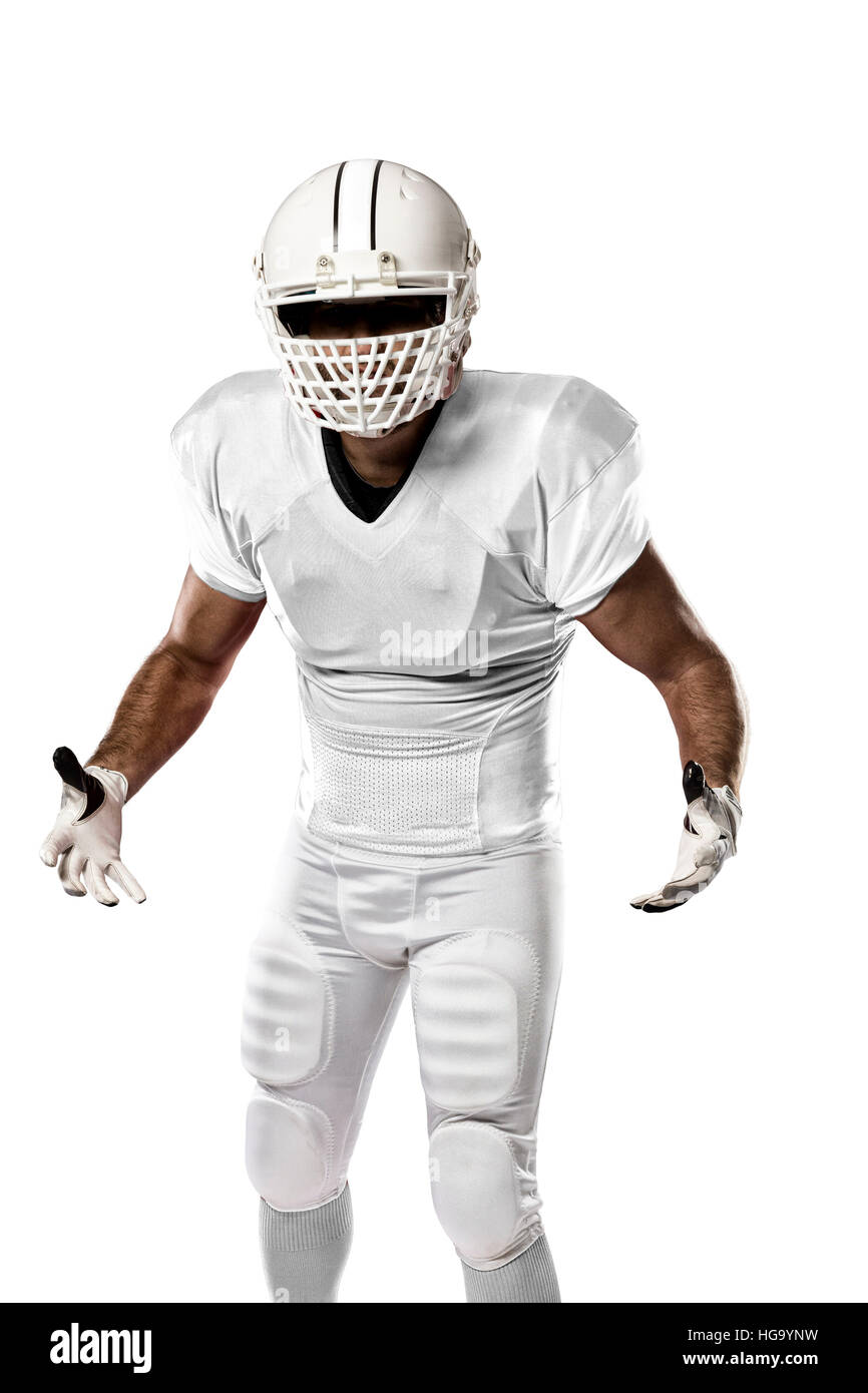 Football Player with a white uniform on a white background Stock Photo ...