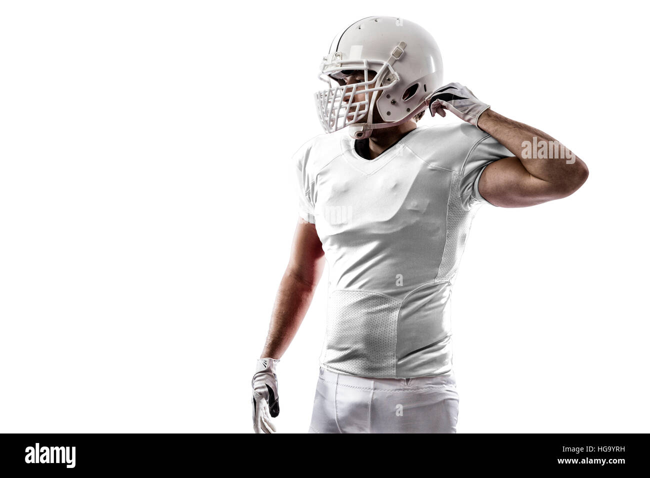Football Player with a white uniform on a white background Stock Photo ...