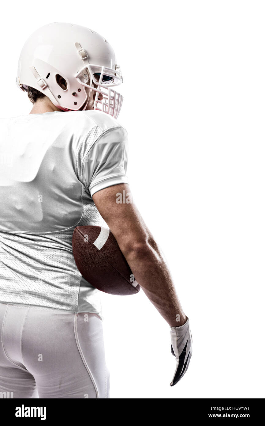 Football Player with a white uniform on a white background Stock Photo ...