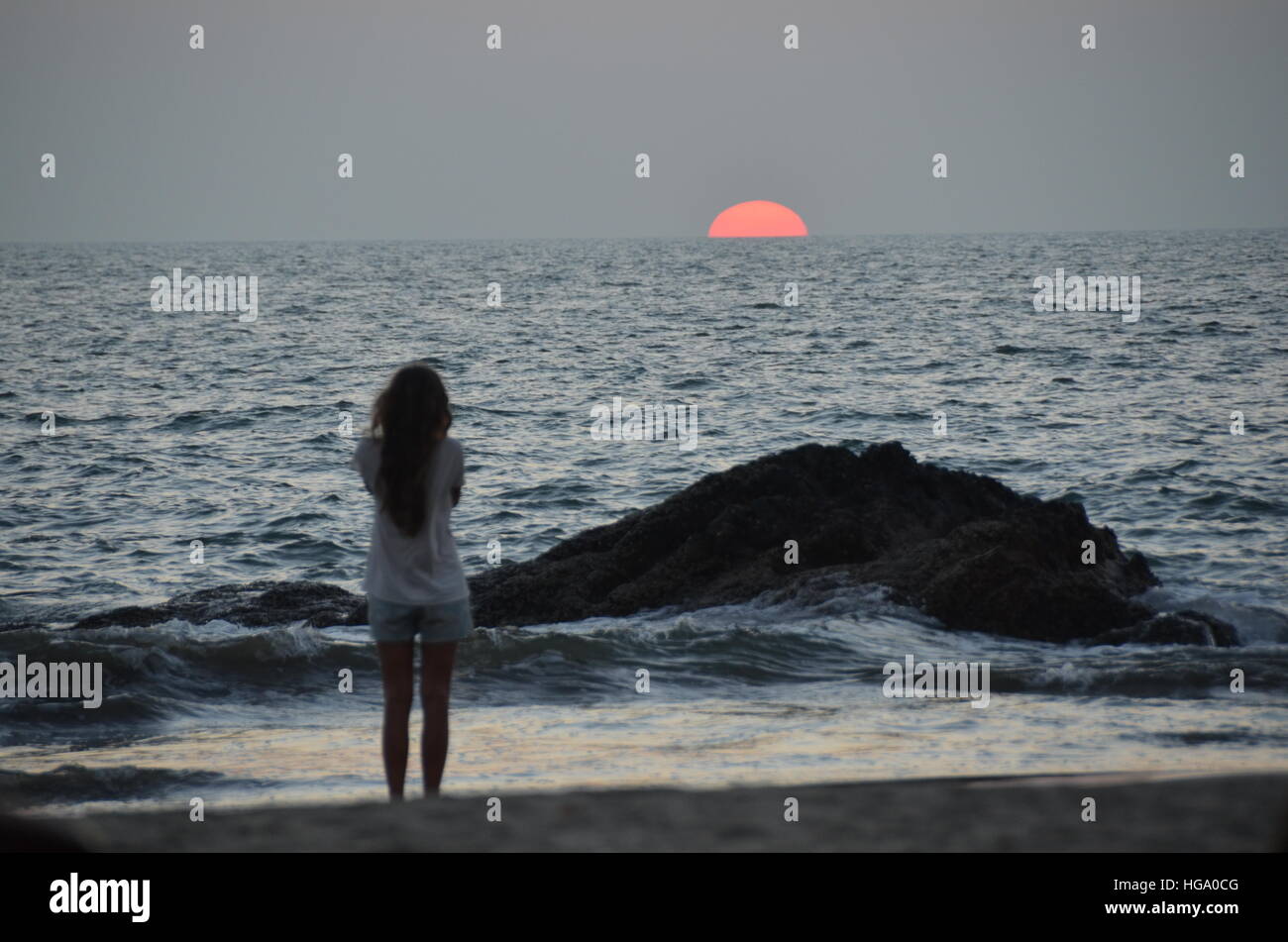 India Goa beach sunset Stock Photo - Alamy