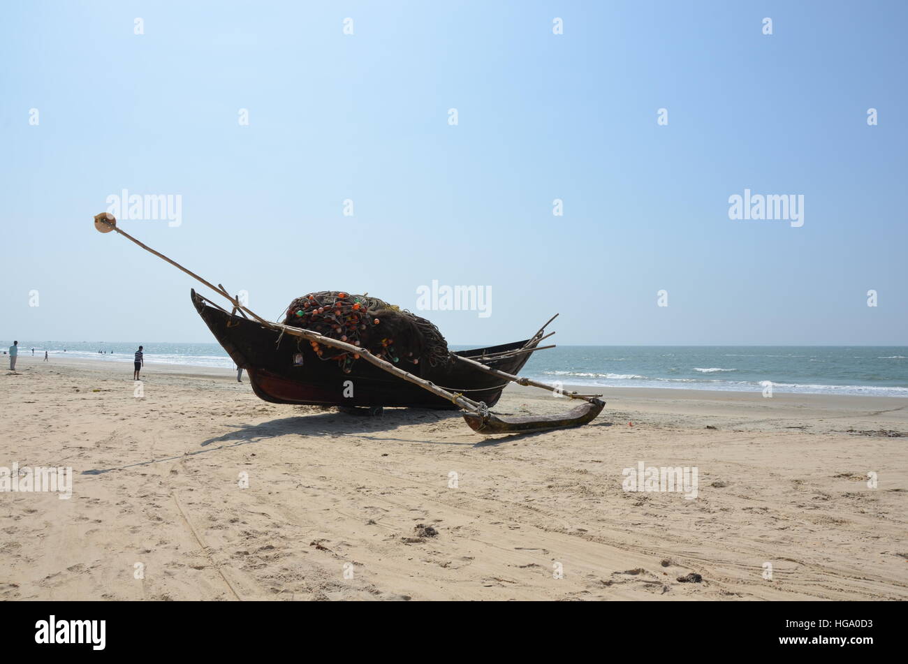 India Goa beach boat Stock Photo - Alamy