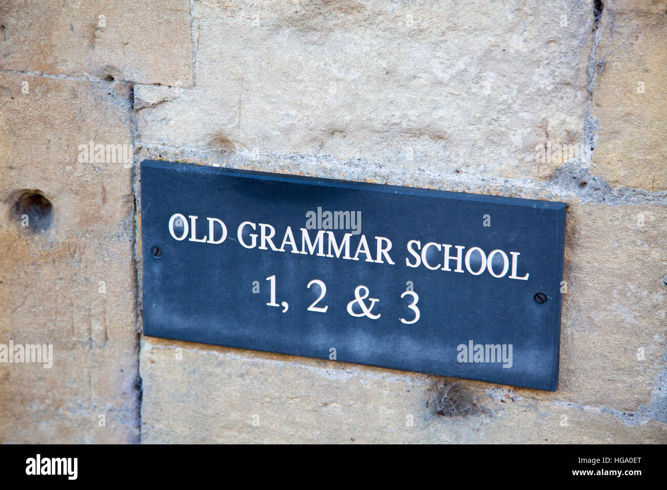 Old Grammar School sign in Chipping Campden Stock Photo - Alamy
