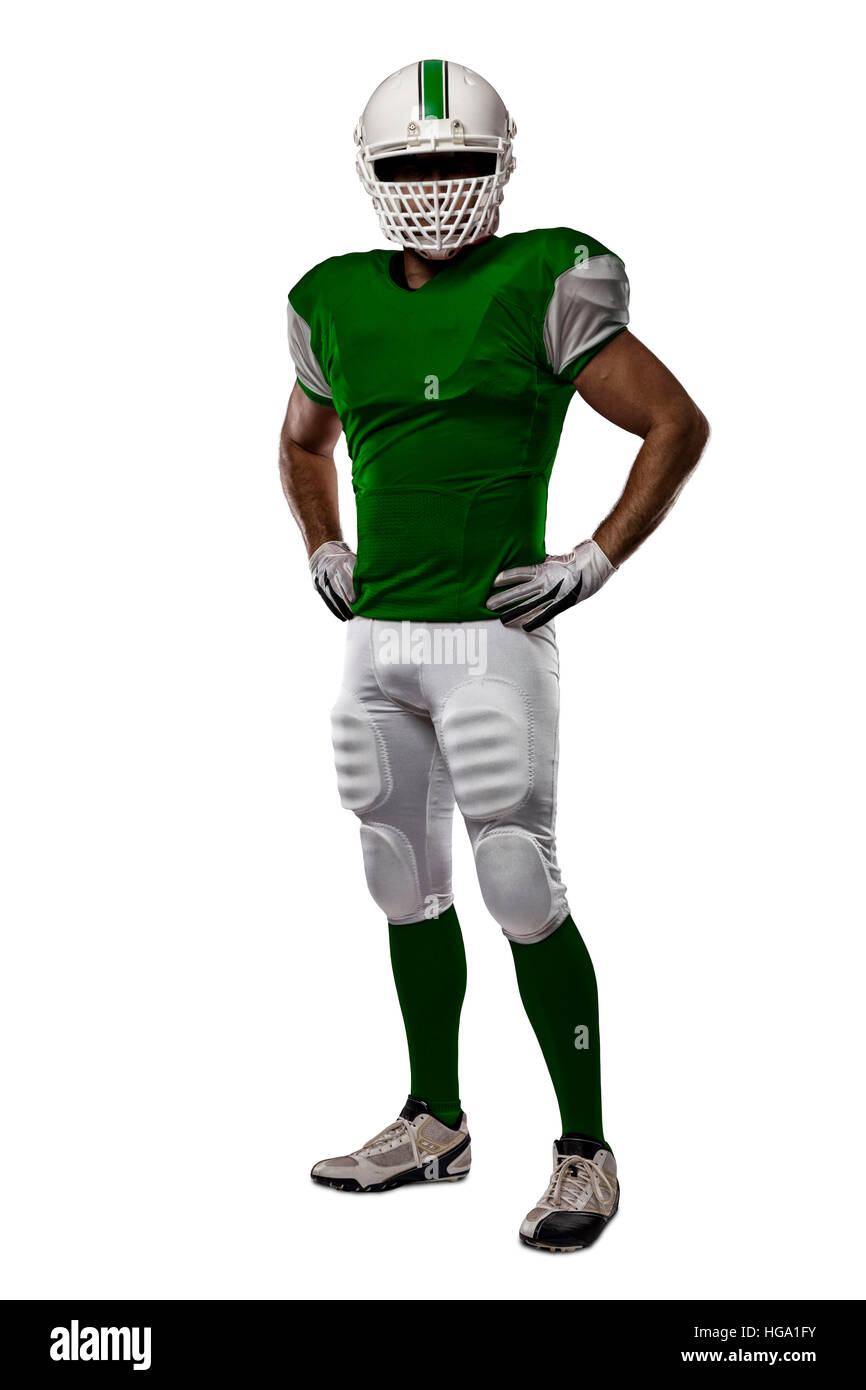 Football Player with a Green uniform on a white background Stock Photo ...