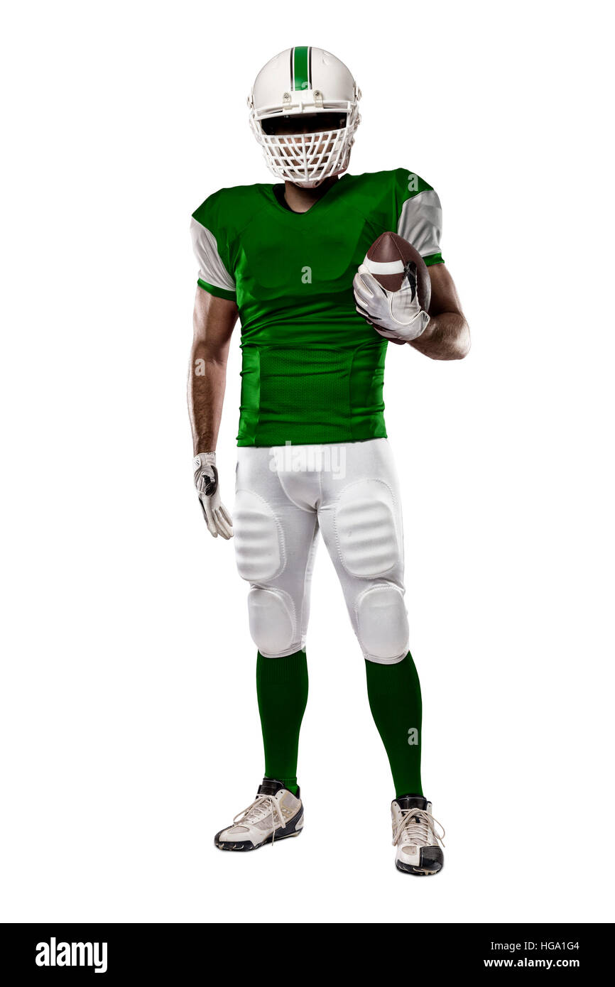 Football Player with a Green uniform on a white background Stock Photo ...