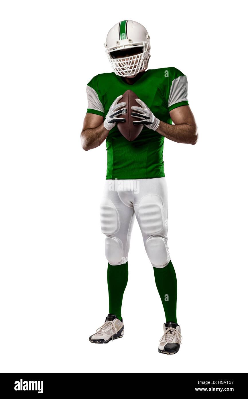 Football Player with a Green uniform on a white background Stock Photo ...