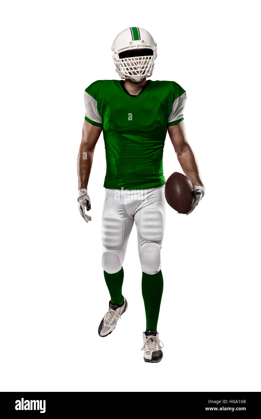 Football Player with a Green uniform on a white background Stock Photo ...