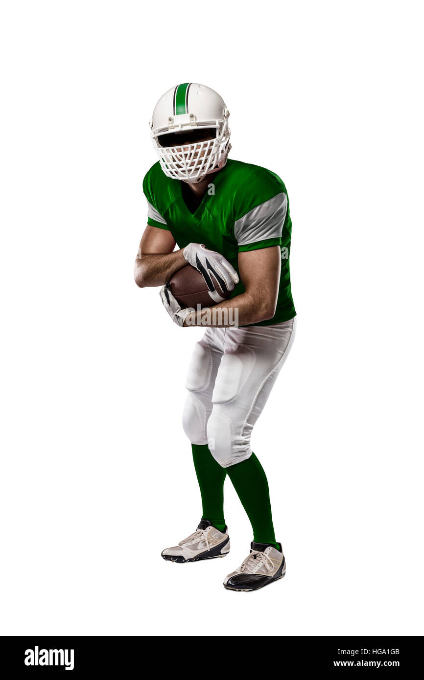 Football Player with a Green uniform on a white background Stock Photo ...