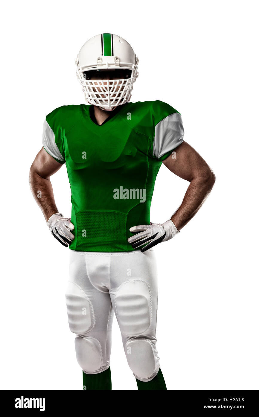 Football Player with a Green uniform on a white background Stock Photo ...