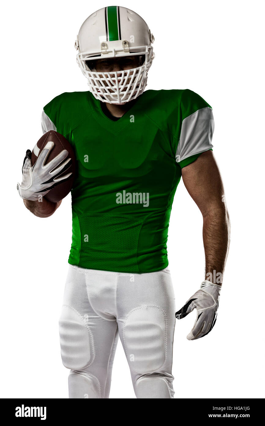 Football Player with a Green uniform on a white background Stock Photo ...