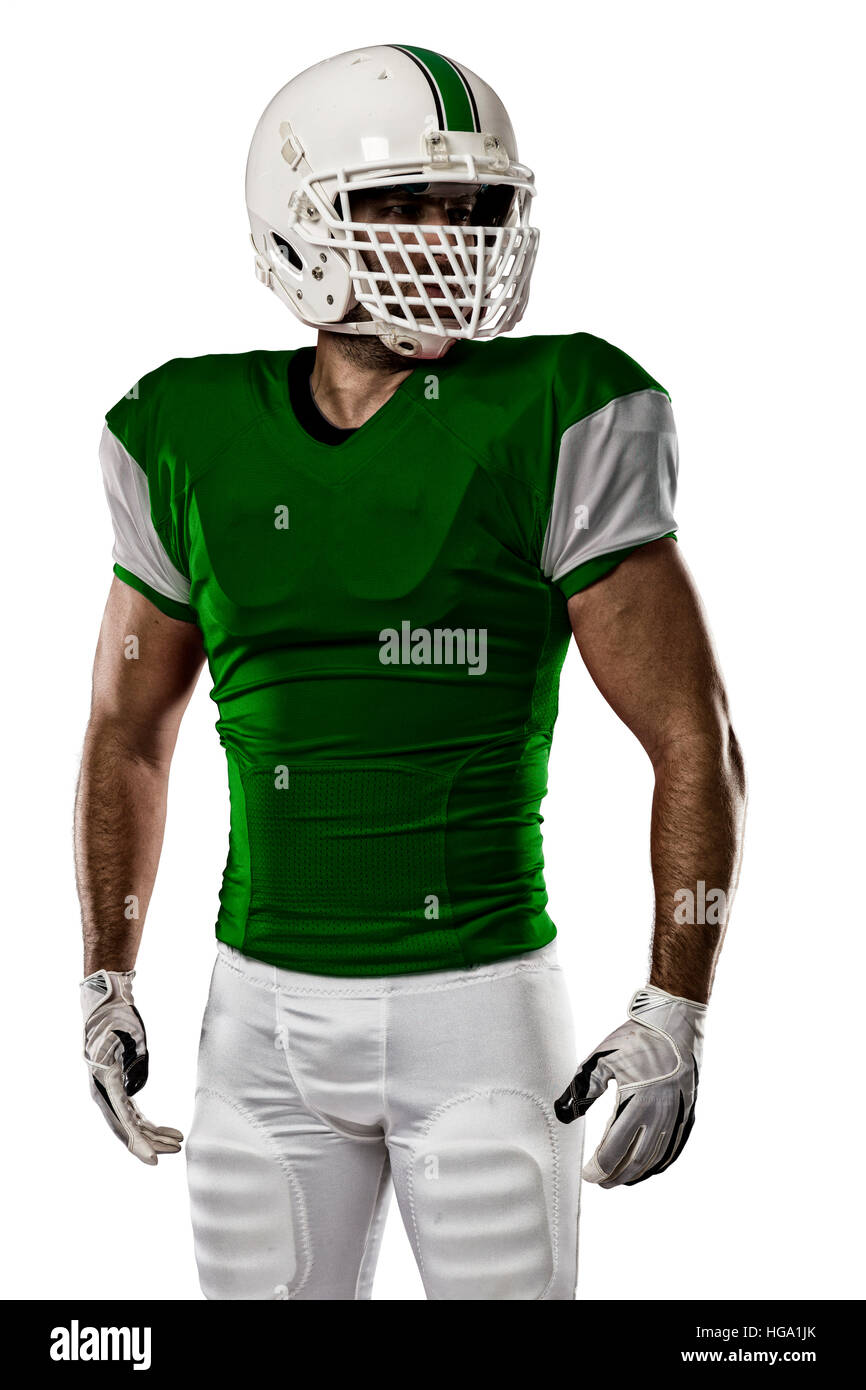 Football Player with a Green uniform on a white background Stock Photo ...