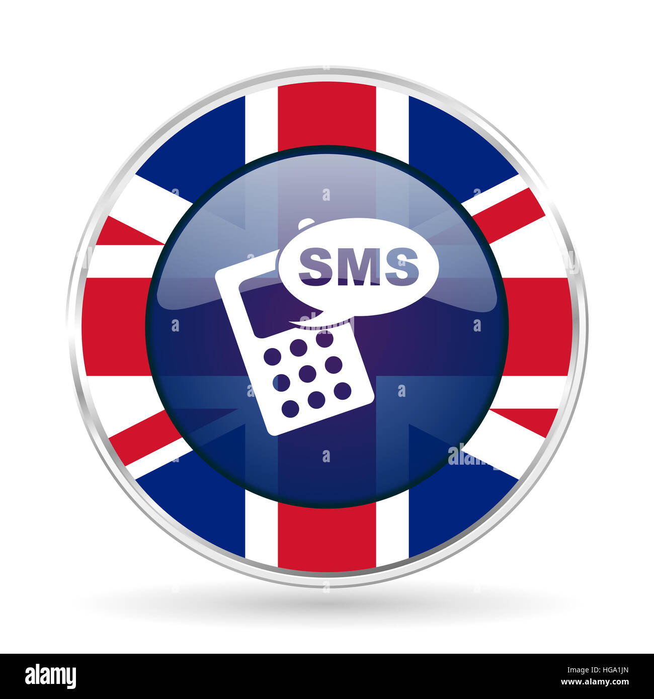 sms british design icon - round silver metallic border button with ...