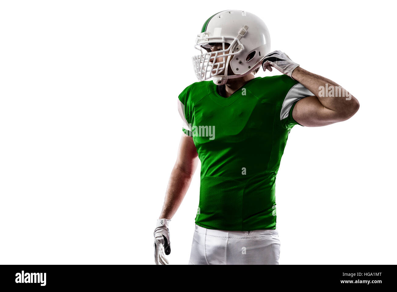 Football Player with a Green uniform on a white background Stock Photo ...