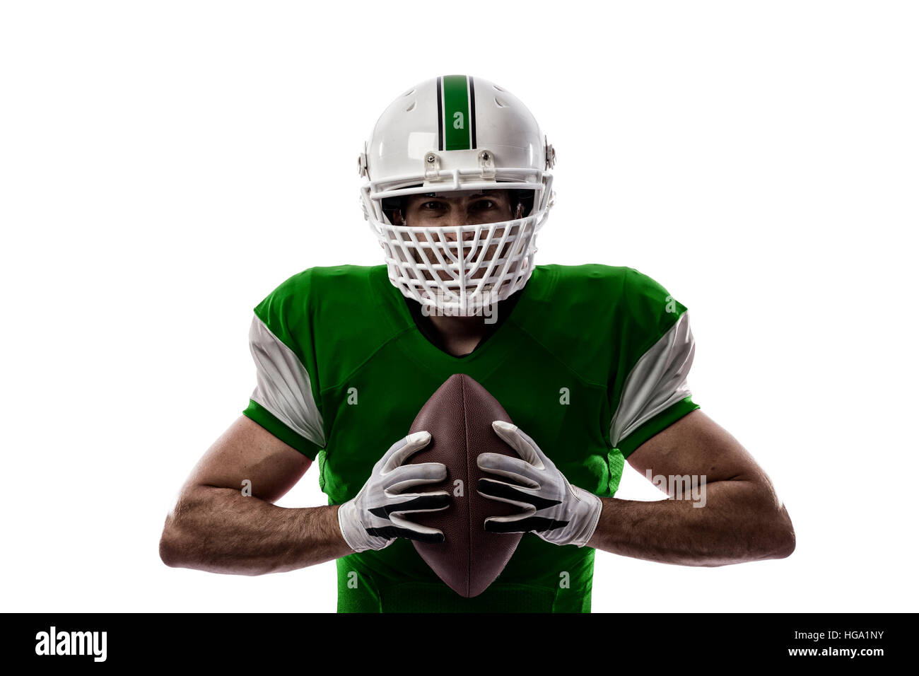 Football Player with a Green uniform on a white background Stock Photo ...