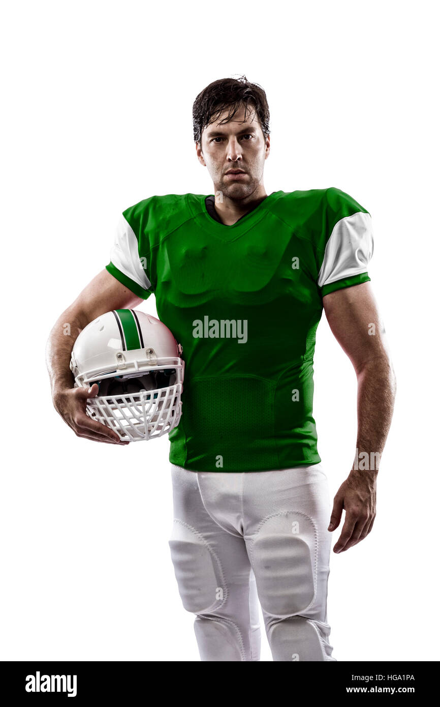 Football Player with a Green uniform on a white background Stock Photo ...