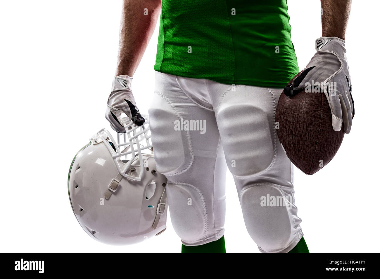 Football Player with a Green uniform on a white background Stock Photo ...