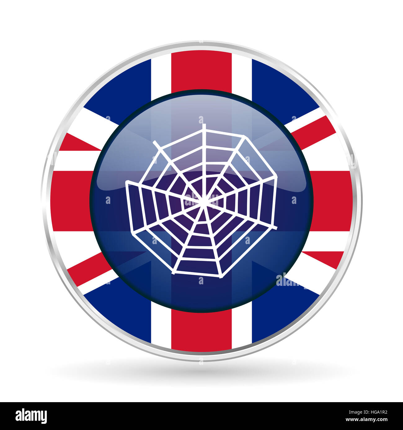 spider web british design icon - round silver metallic border button ...